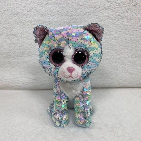Toys | Ty Beanie Boo Flippables Whimsy The Cat Plush 6 Sequin Blue Pink ...